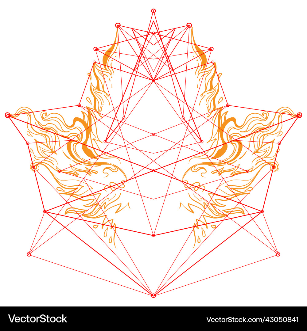 Orange and red frame sacred geometry ayurveda Vector Image