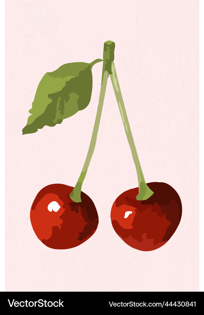 Red cherries sticker overlay design resource Vector Image