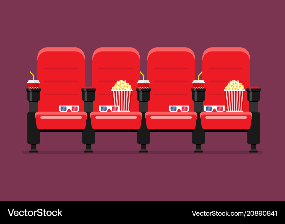 Red cinema chairs Royalty Free Vector Image - VectorStock