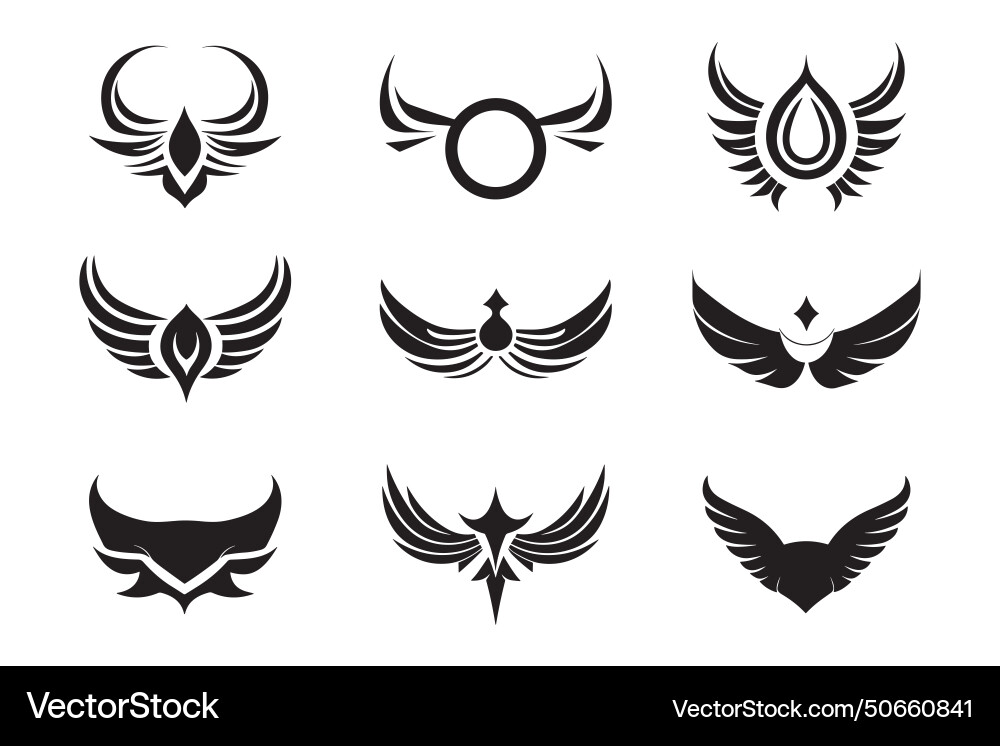 Wings logo in modern minimal style Royalty Free Vector Image