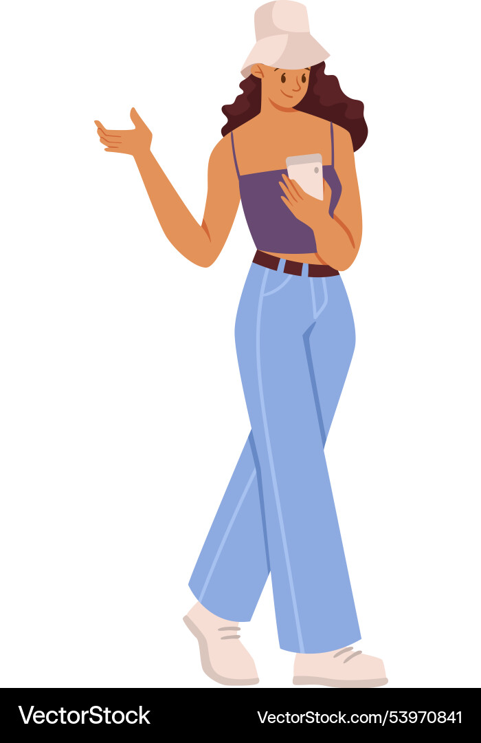 Woman character talking phone speaking Royalty Free Vector