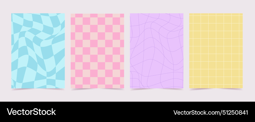 Y2k retro background set colourful geometric wavy Vector Image