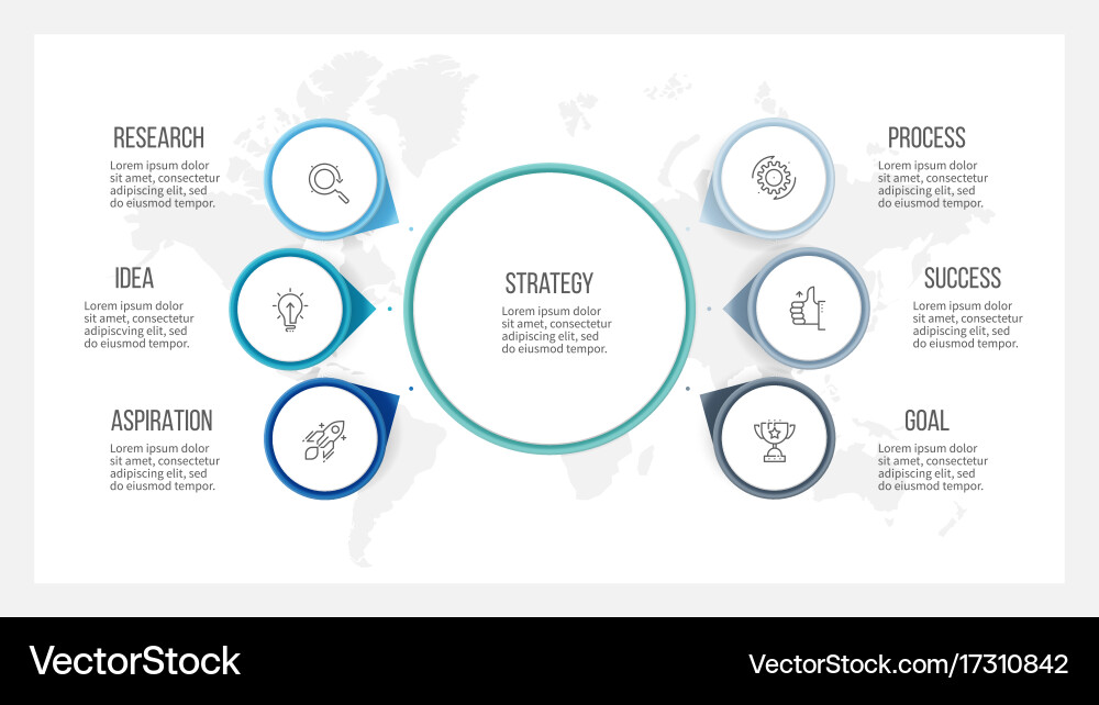Business infographic organization chart with 6 Vector Image