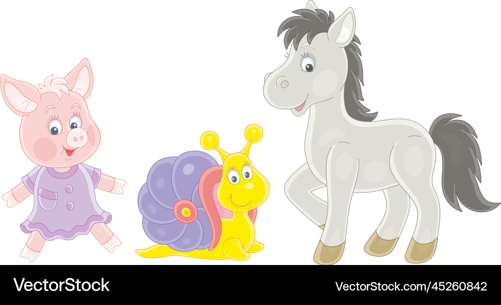 Cartoon set of comical toy animals Royalty Free Vector Image