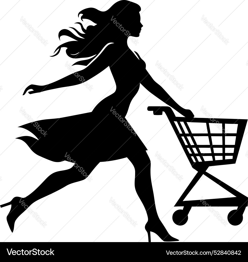 Couture carrier woman with cart emblem boutique Vector Image