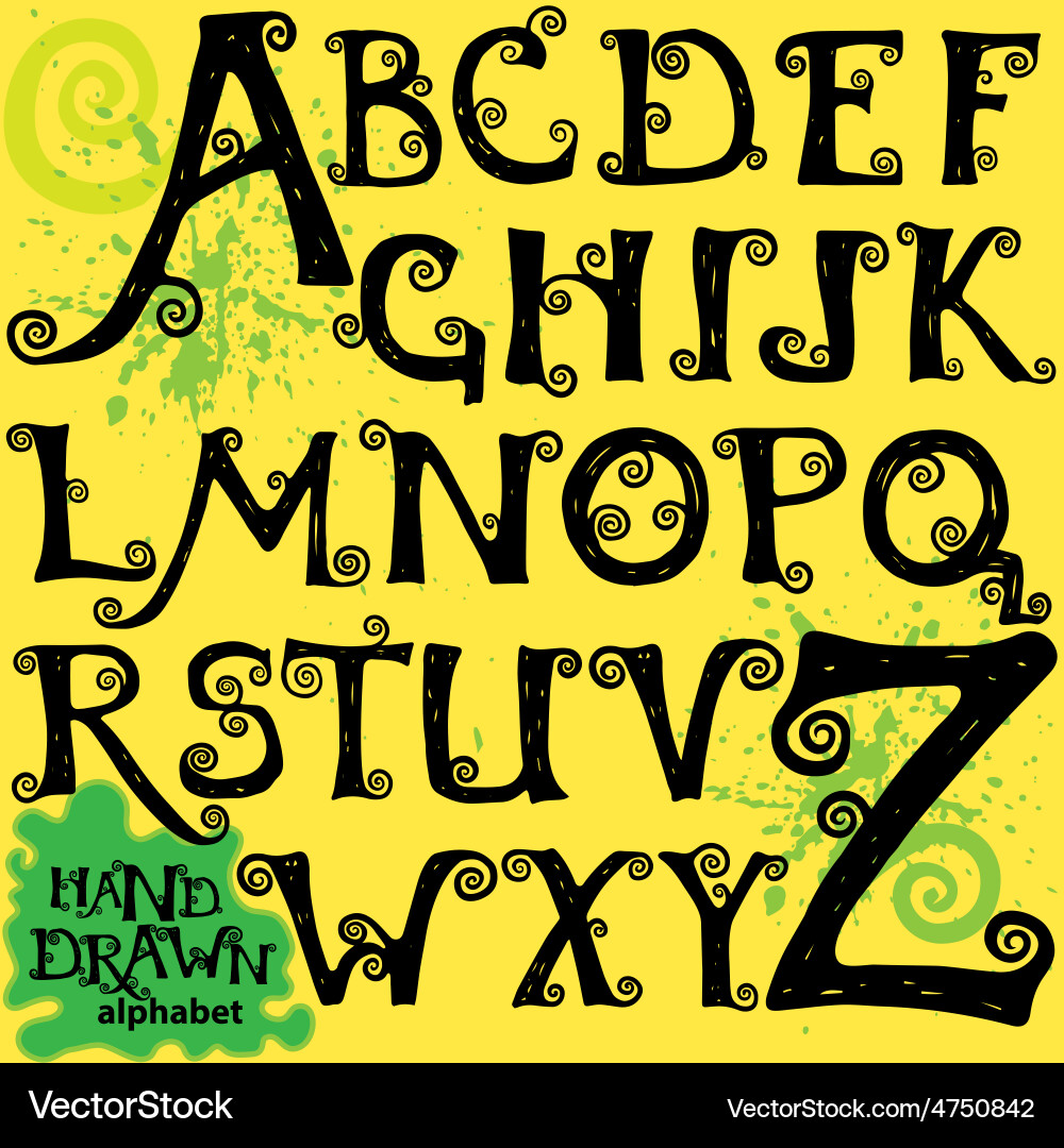 Curled abc Royalty Free Vector Image - VectorStock