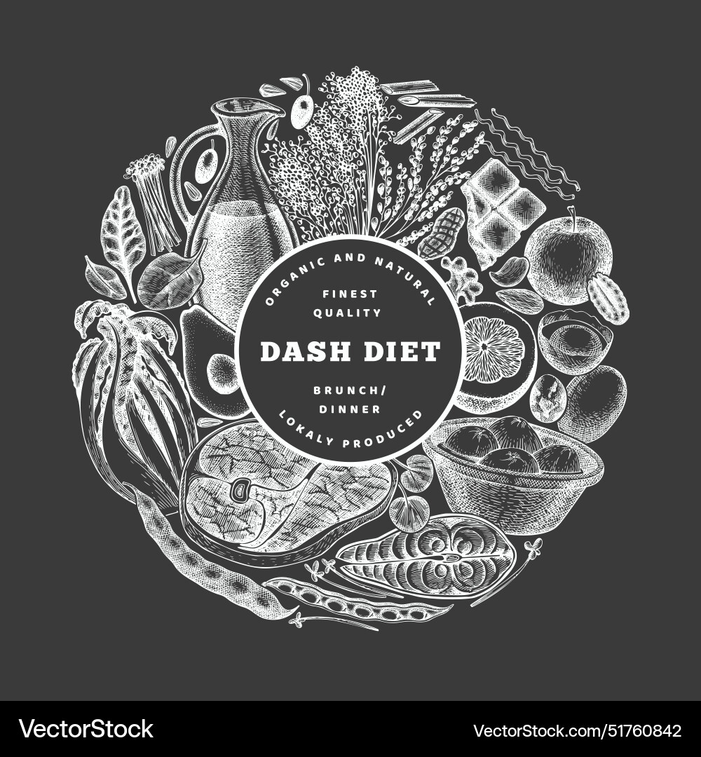 Dash diet design template hand drawn chalk board Vector Image