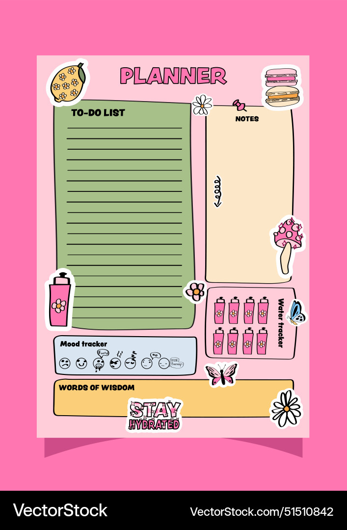 Girly scrapbooking planner page template Vector Image