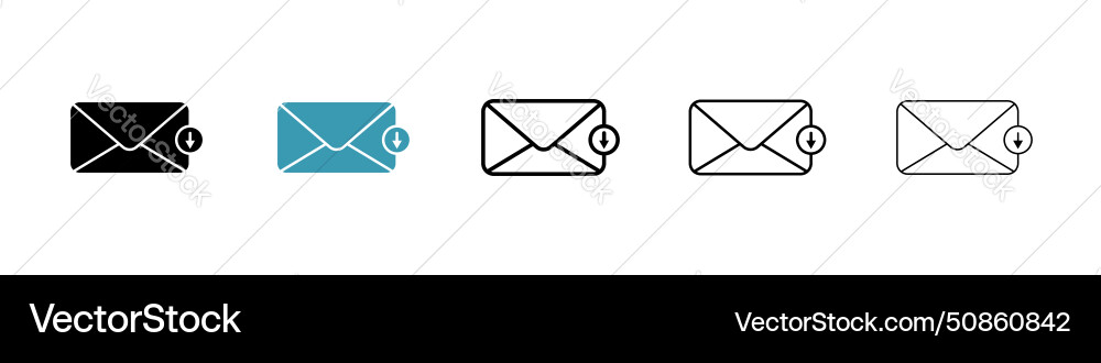Inbox icon set mail box email download arrow Vector Image