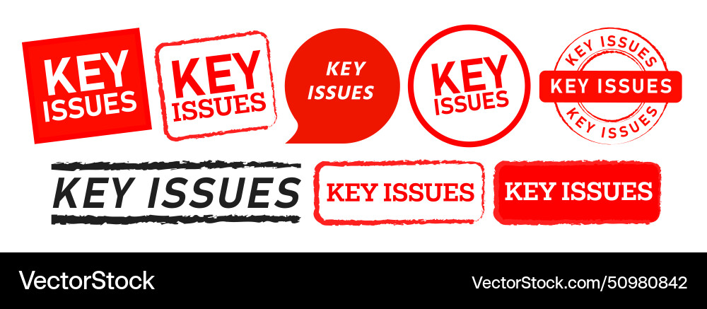 Key issues rectangle circle stamp and speech Vector Image