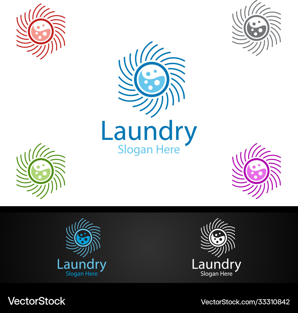 Laundry dry cleaners logo with clothes water Vector Image