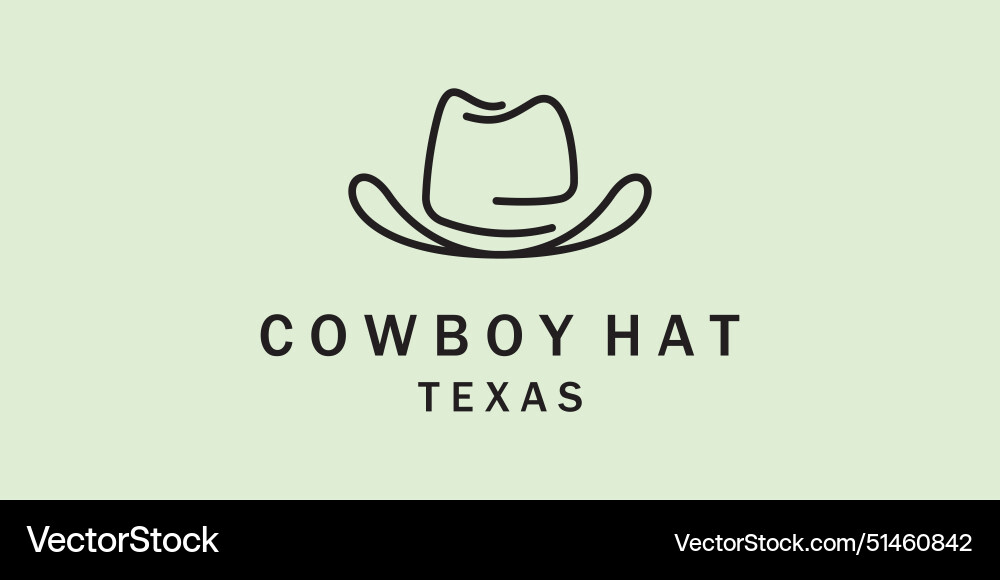 Logo cowboy hat line art simple design Royalty Free Vector