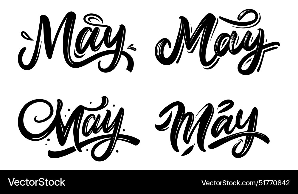 May calligraphy inscription collection set phrase Vector Image