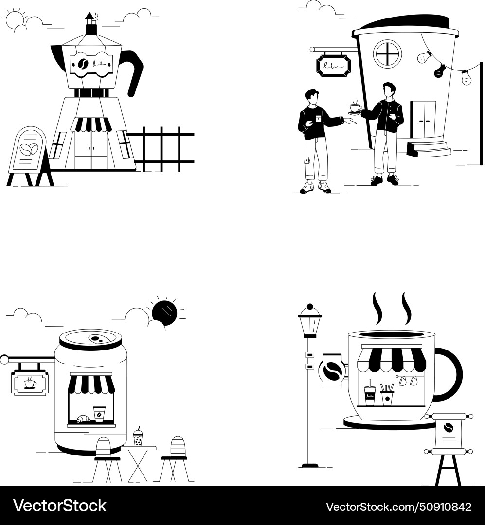 Pack of espresso cafe linear Royalty Free Vector Image