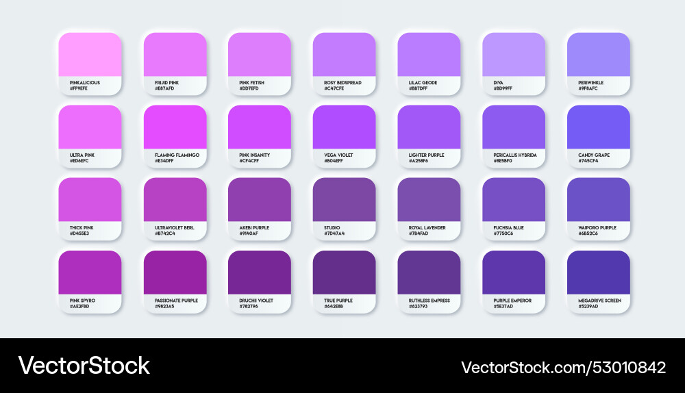 Purple Color Palette With Names Purple Color Palette Etsy Canada