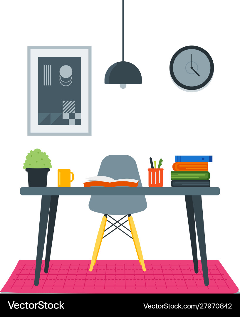 Study desk Royalty Free Vector Image - VectorStock