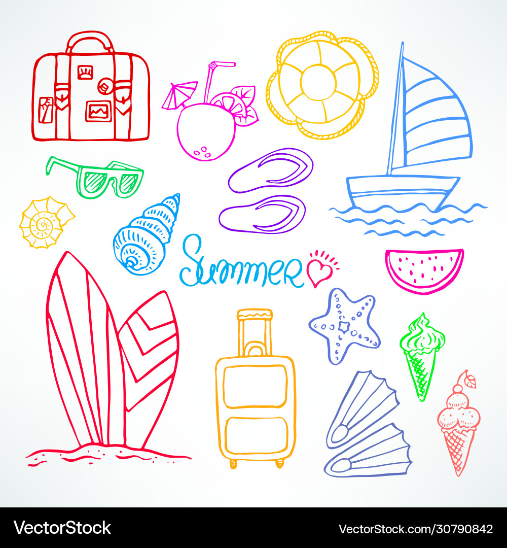 Summer Symbols Collection Royalty Free Vector Image