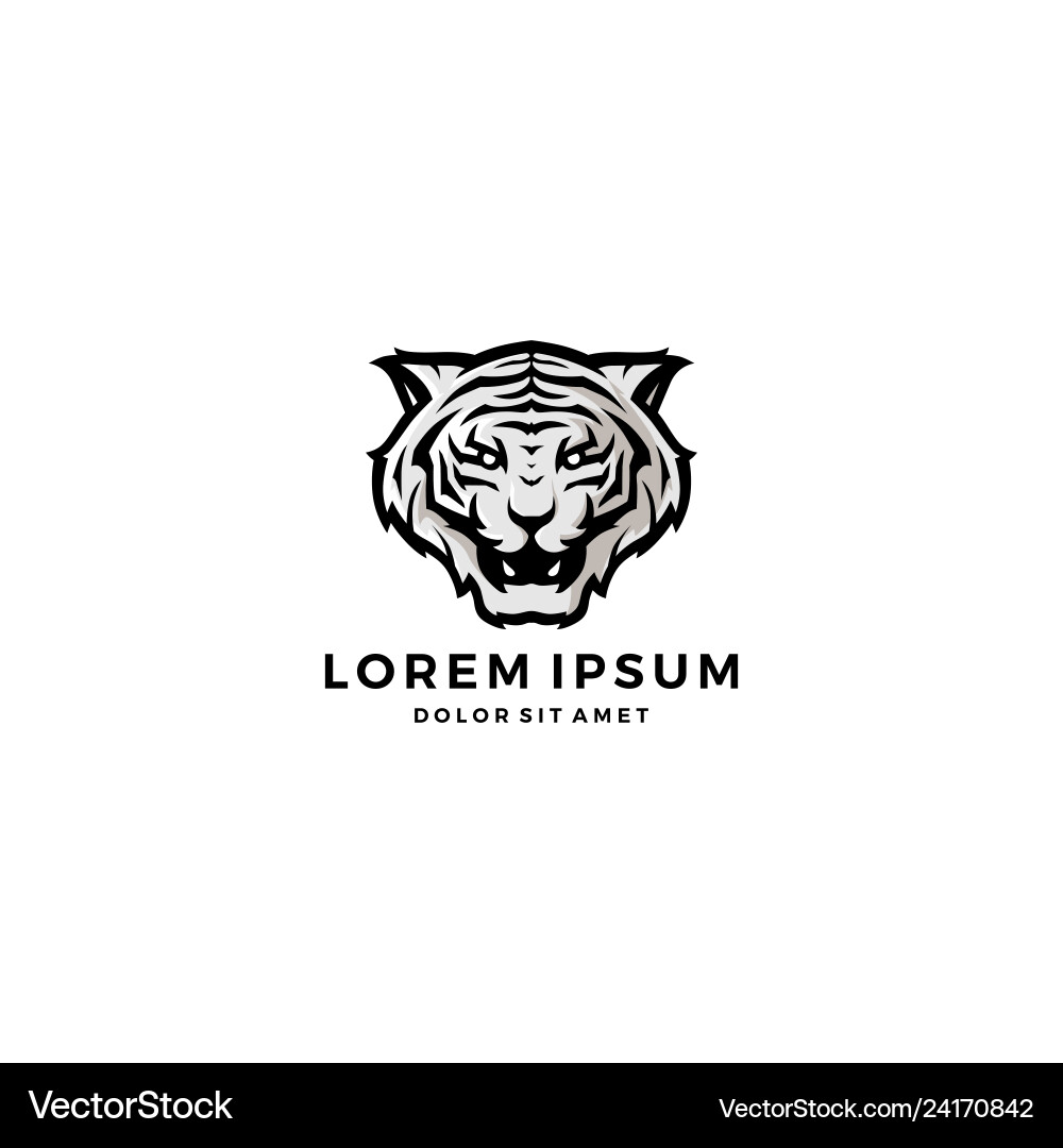 White Tiger Head Logo Royalty Free Vector Image