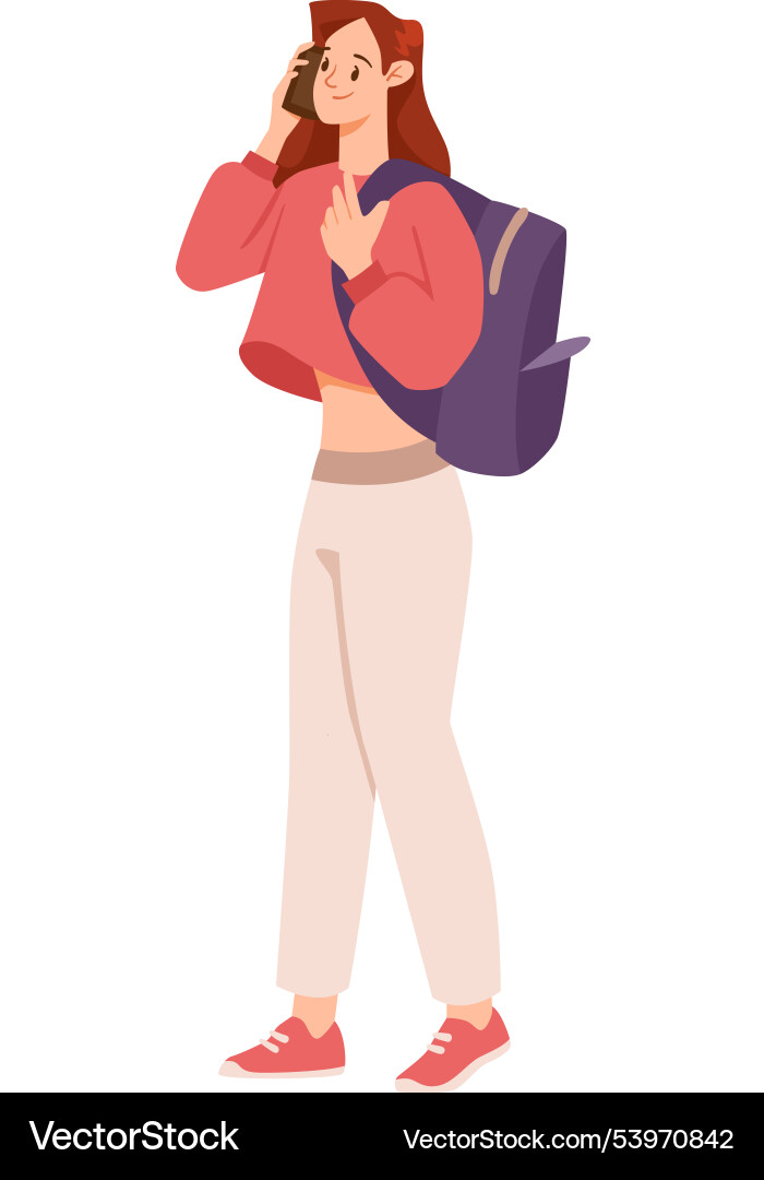 Woman character talking phone speaking Royalty Free Vector