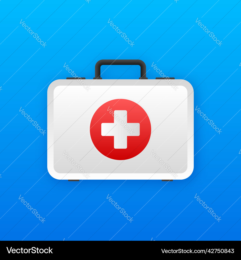 Cartoon icon with red first aid on white Vector Image