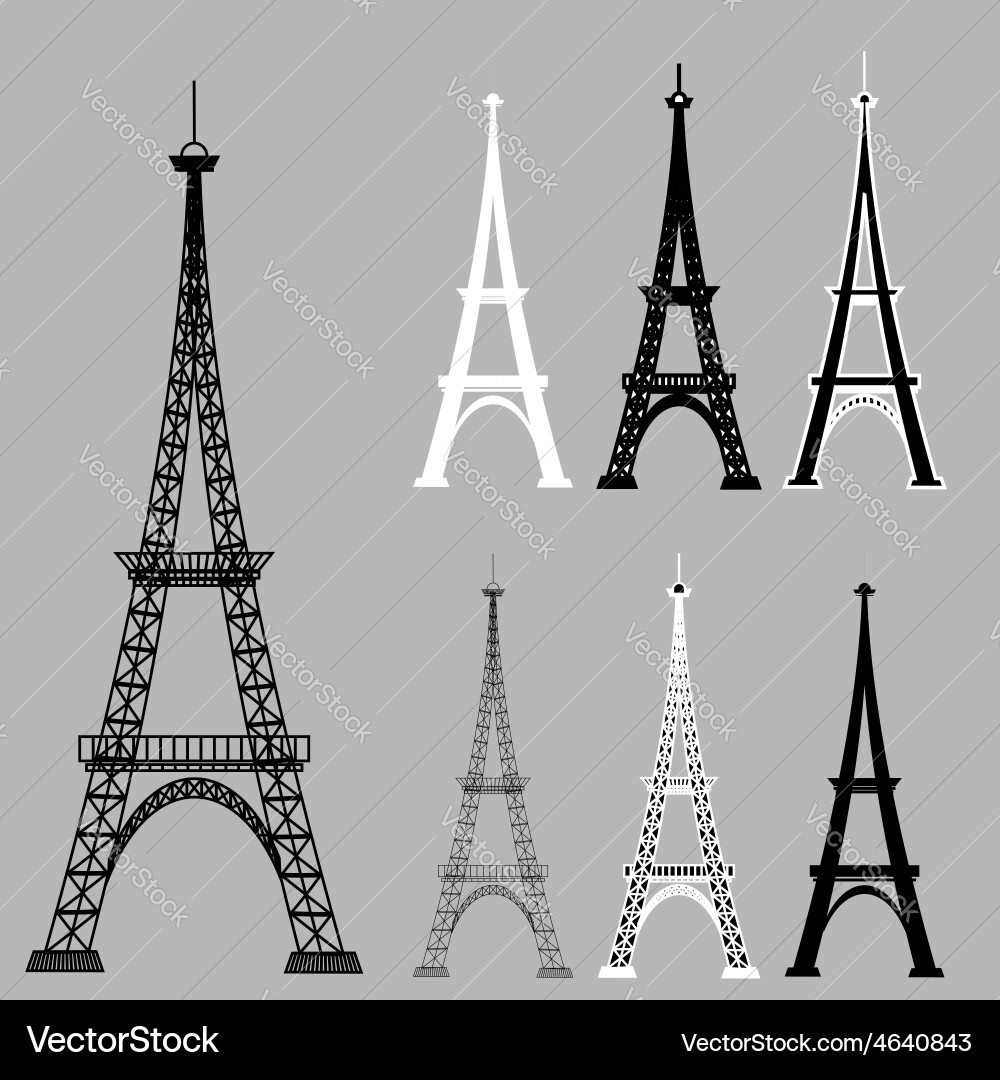 Eiffel Tower Silhouettes Royalty Free Vector Image