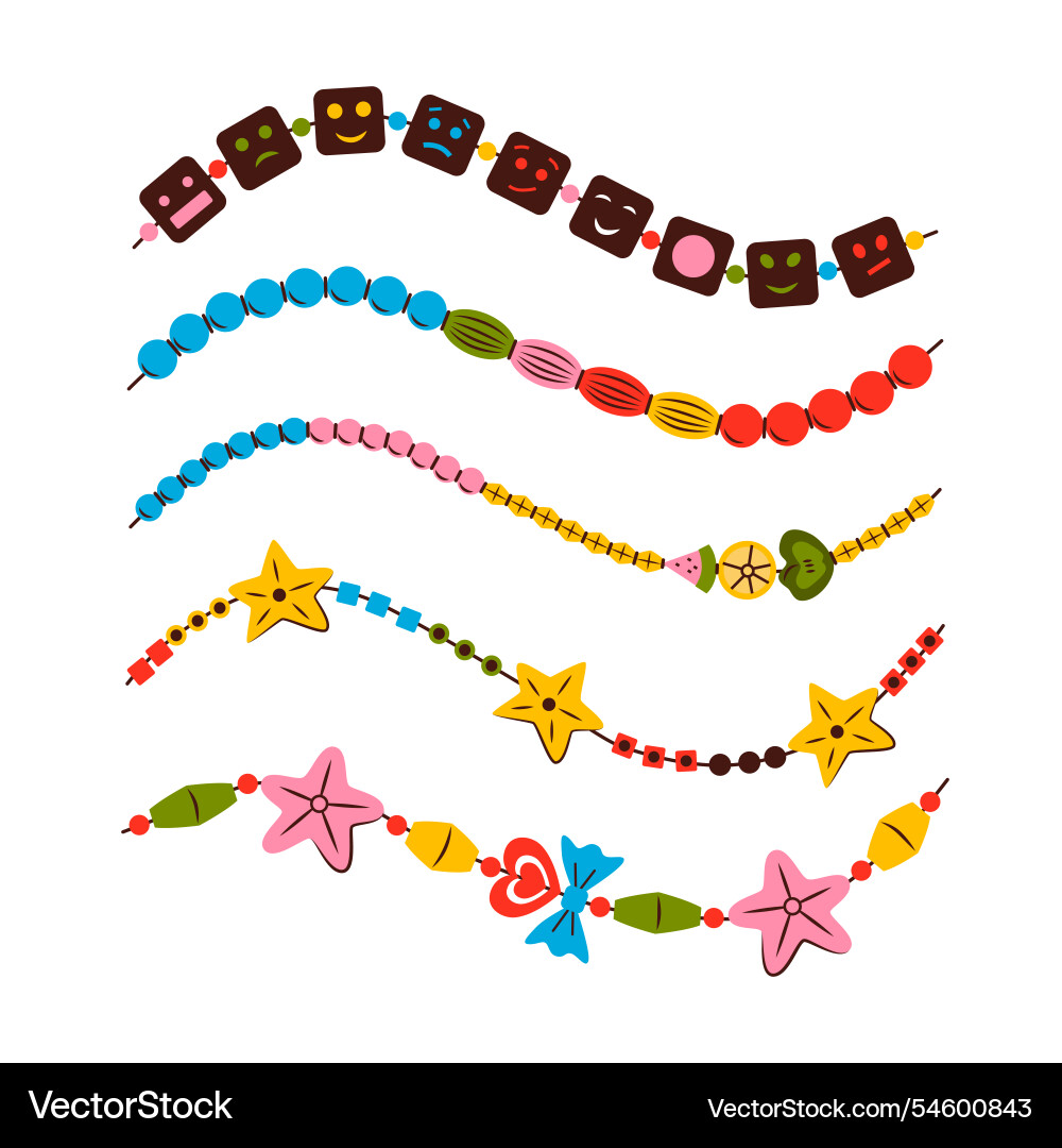 Friendship bracelet set necklace made Royalty Free Vector