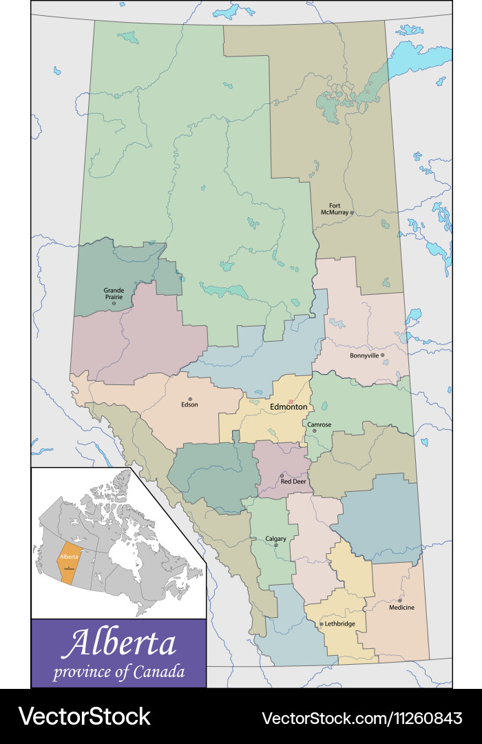 Map of alberta Royalty Free Vector Image - VectorStock