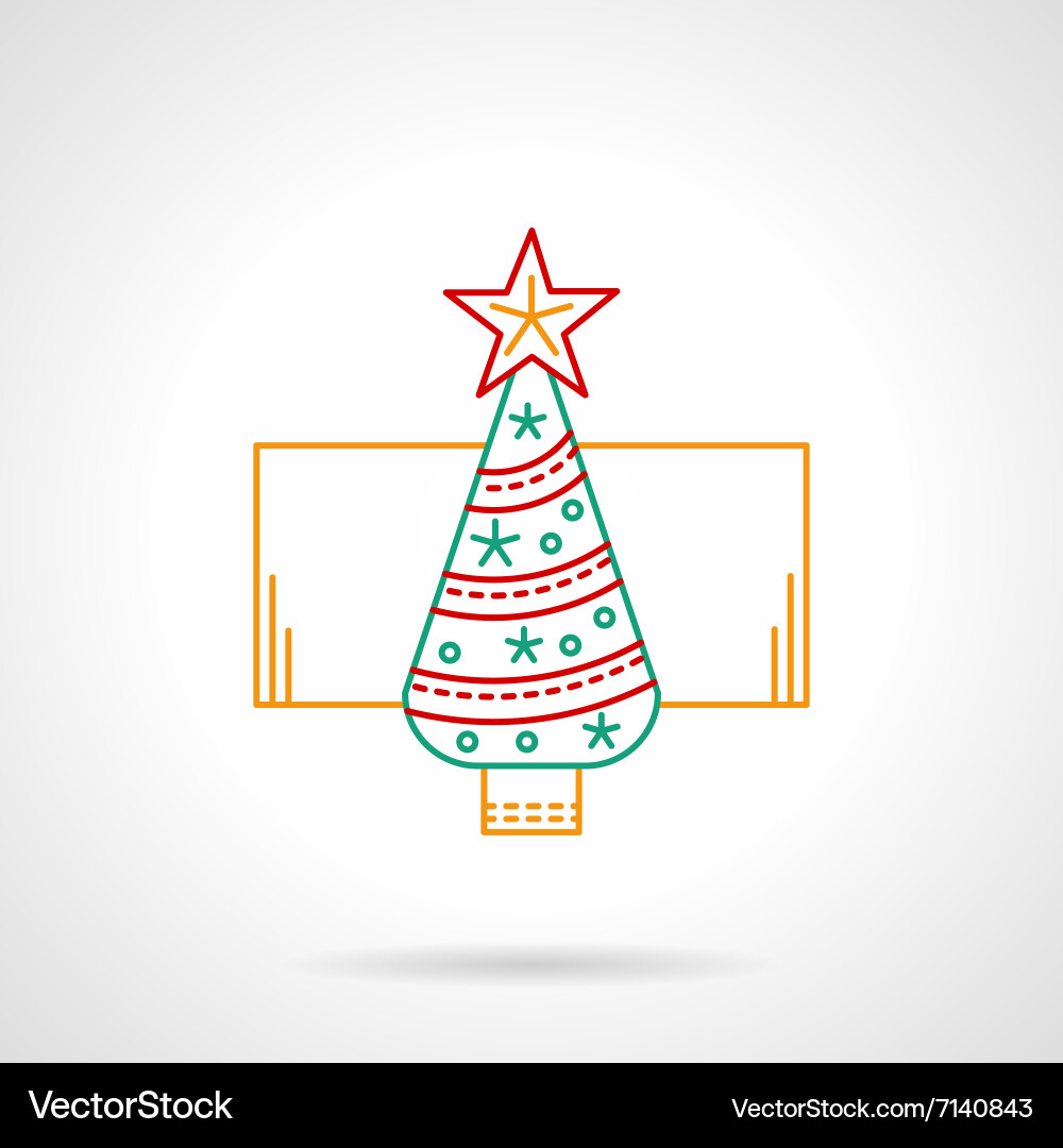 Ornate fir tree thin color line icon Royalty Free Vector