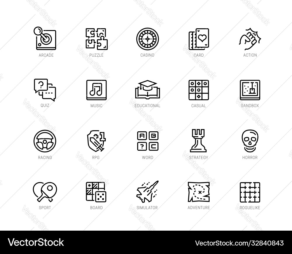 Video Game Genre Icons Royalty Free Vector Image