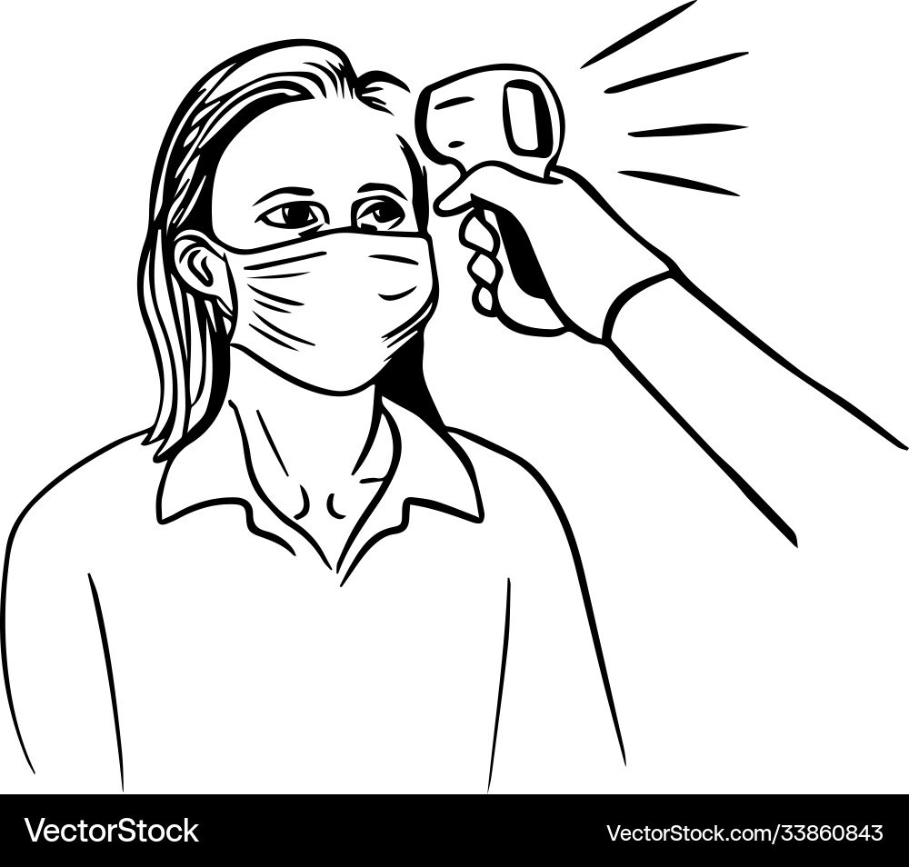 Woman is being checked for body temperature Vector Image