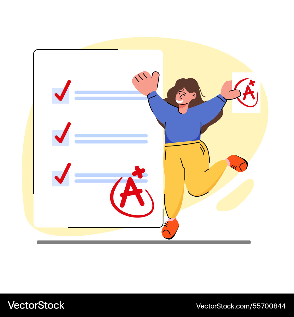 A woman get good grade Royalty Free Vector Image