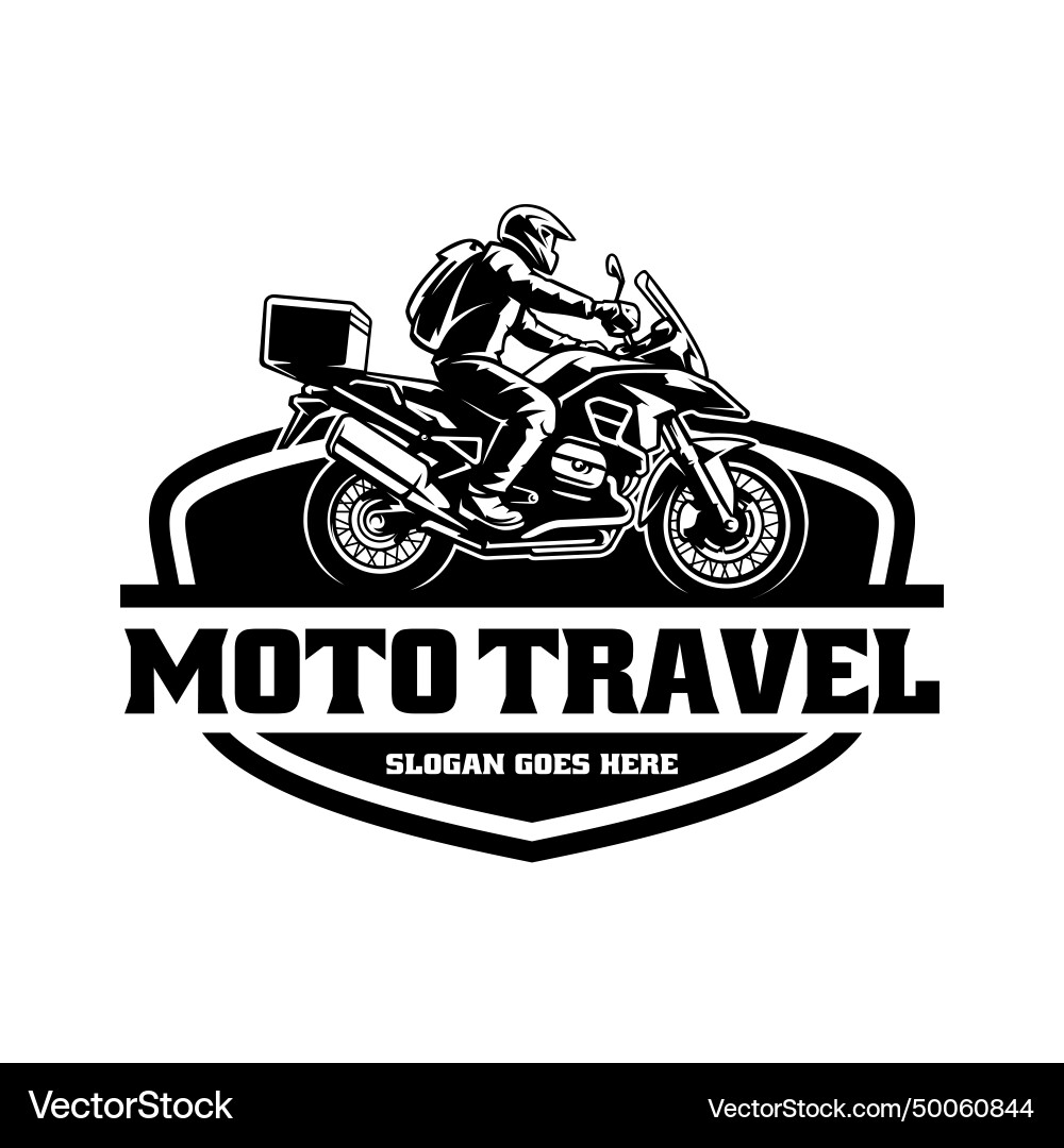 Adventure motorcycle traveling logo Royalty Free Vector