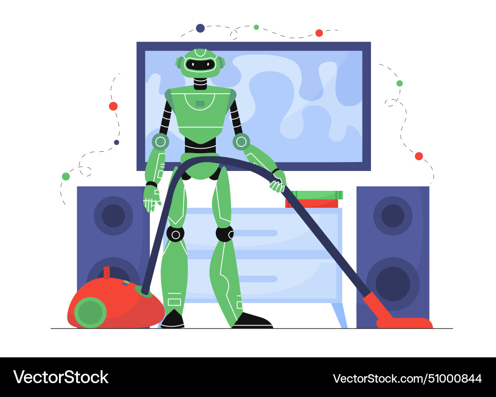 Cleaning robot concept Royalty Free Vector Image
