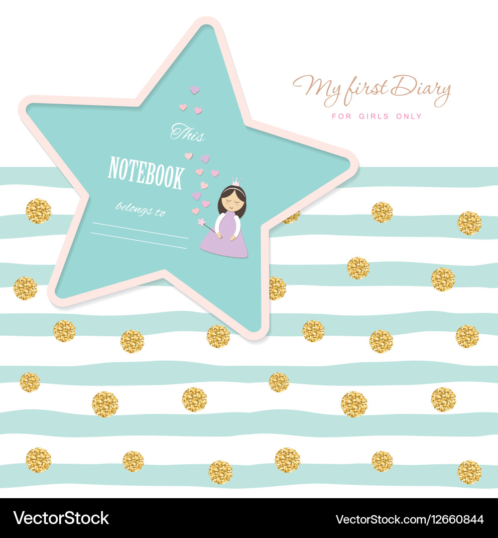Cute template for notebook cover girls my first Vector Image