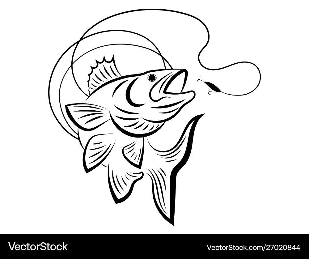 Fishing logo black and white Royalty Free Vector Image