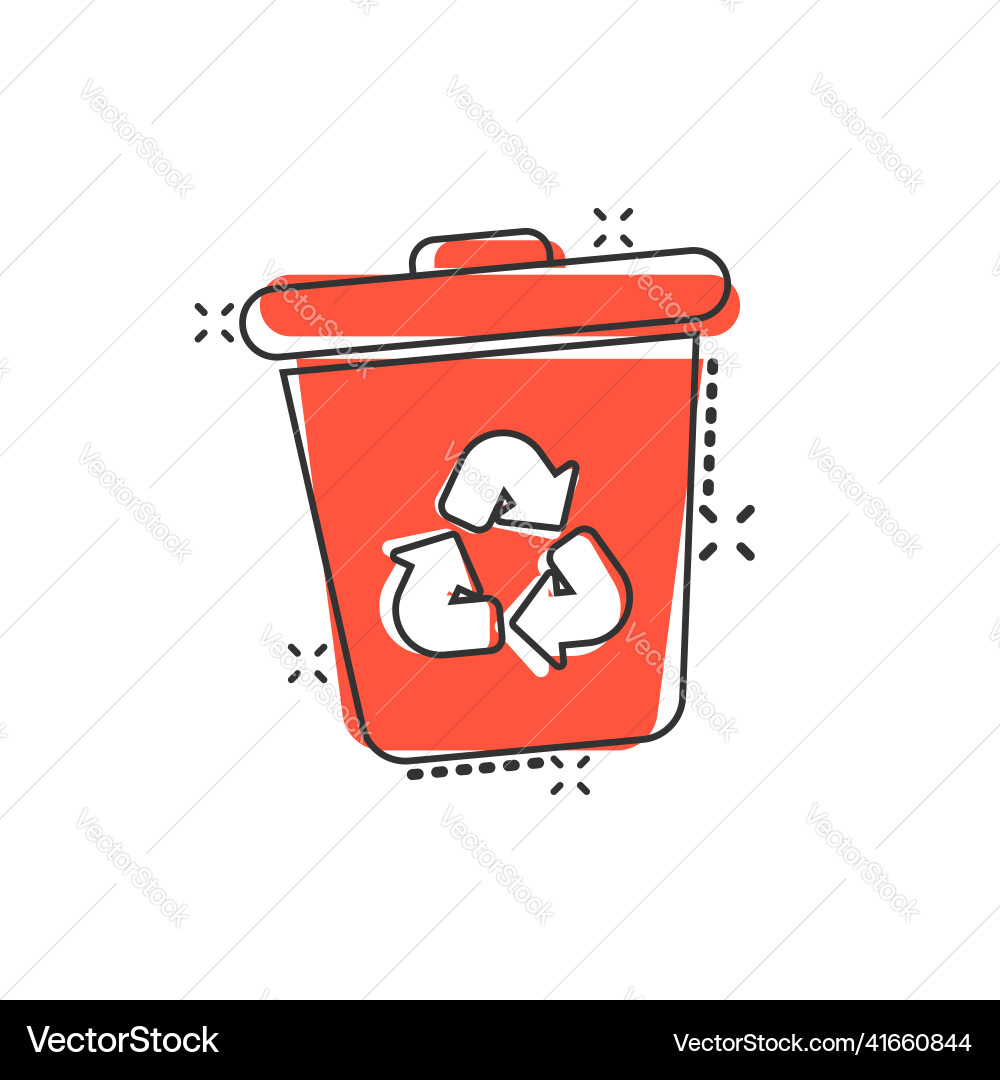 Garbage bin icon in comic style recycle cartoon Vector Image