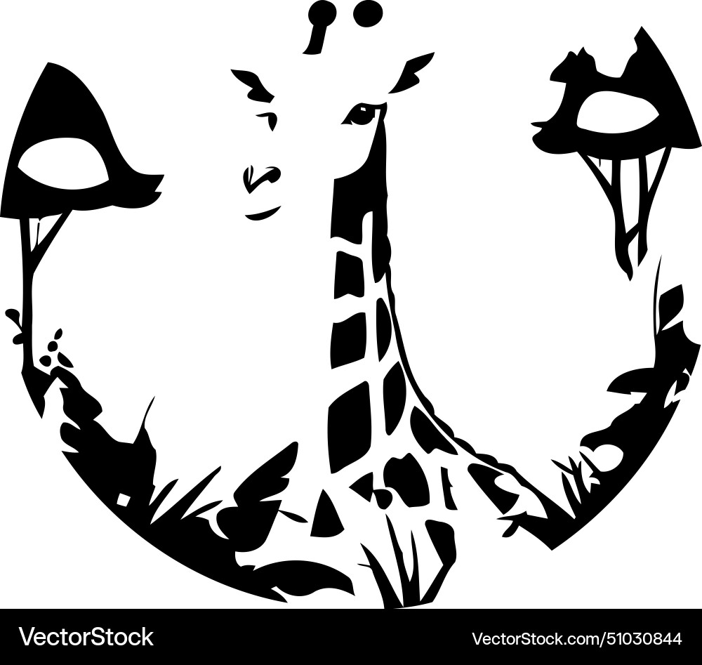 Giraffe in the jungle flat style Royalty Free Vector Image