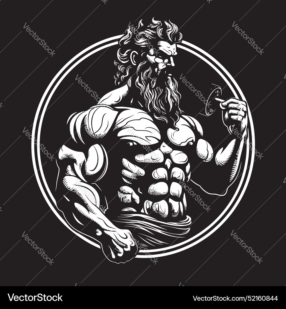 Olympus vigor zeus god gyming emblem thunder Vector Image