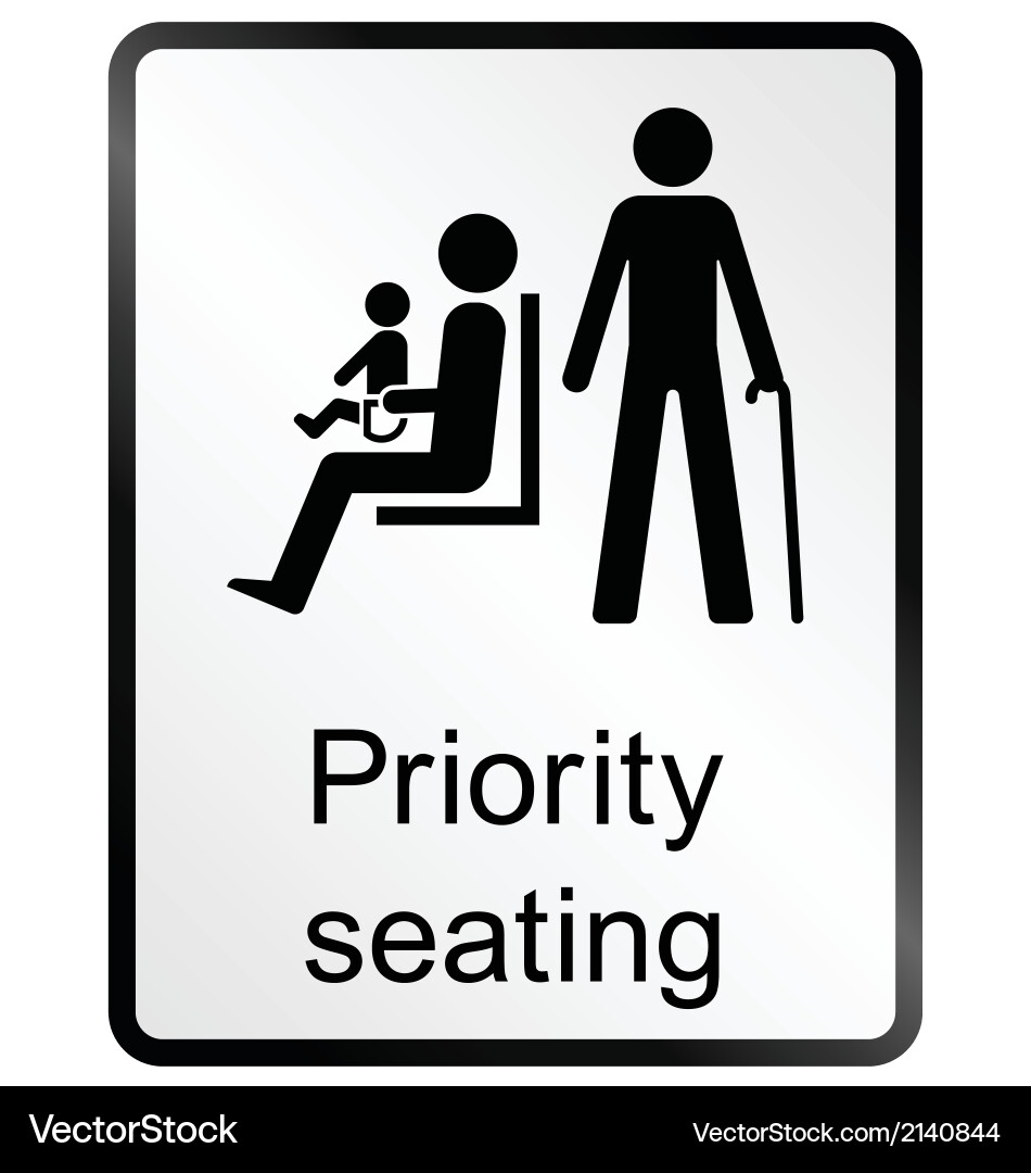 Priority seating information sign Royalty Free Vector Image