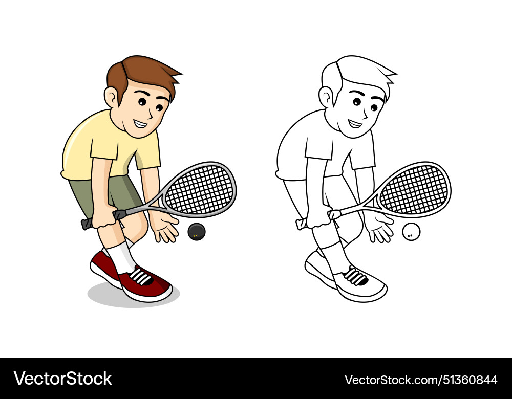 Squash player cartoon design Royalty Free Vector Image