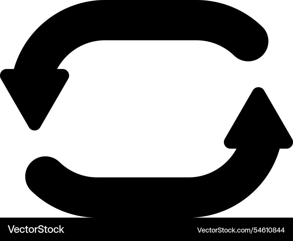 Two curved black arrows rotating in a circular Vector Image