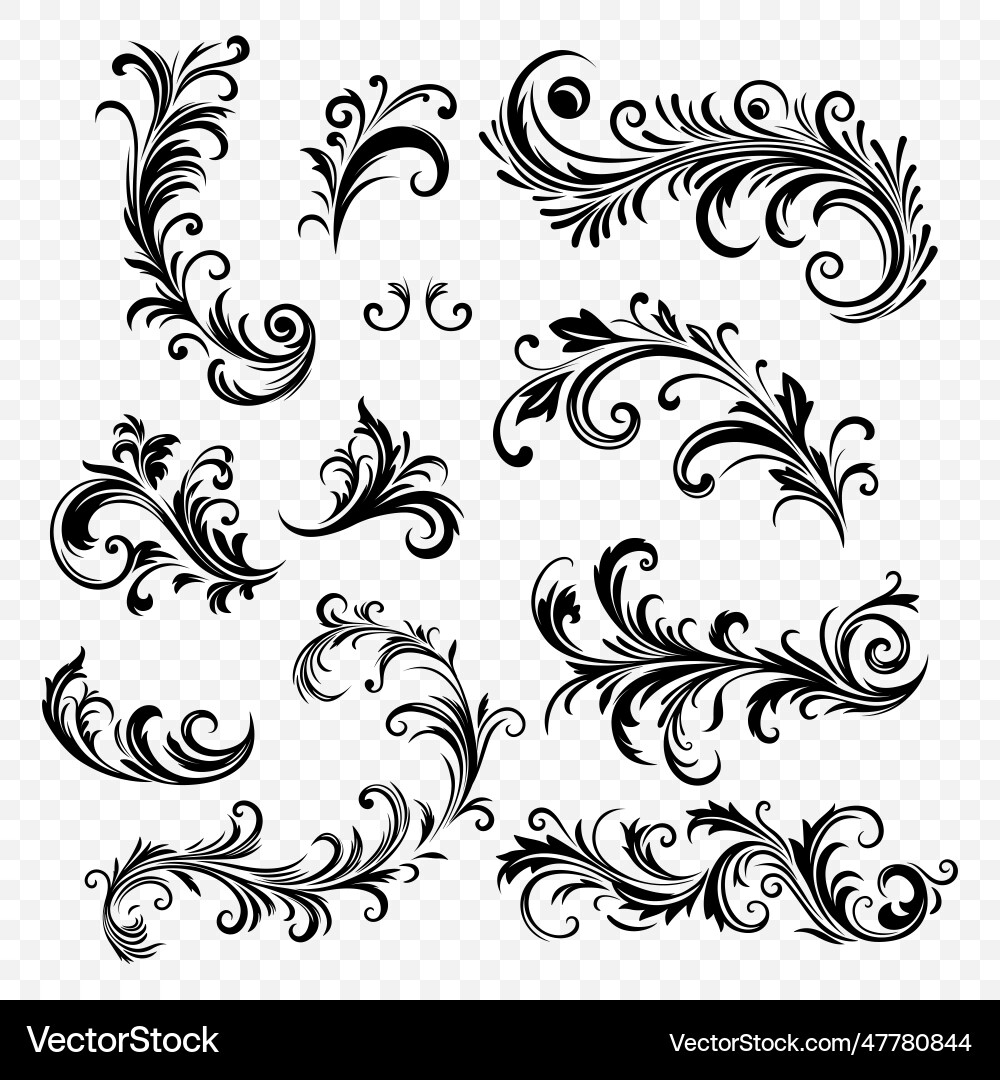 Vintage Swirls & Floral Scrolls Royalty Free Vector