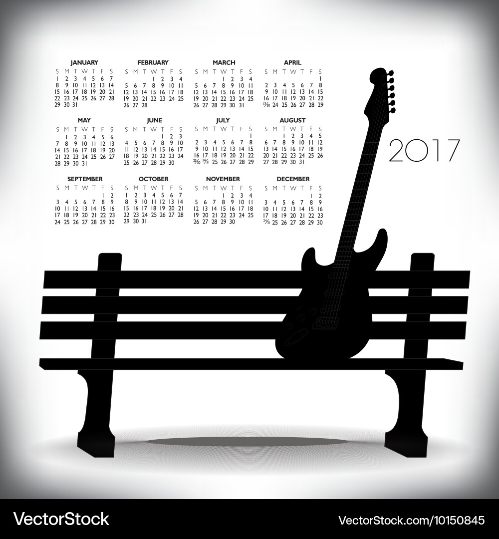 2017 creative guitar calendar Royalty Free Vector Image