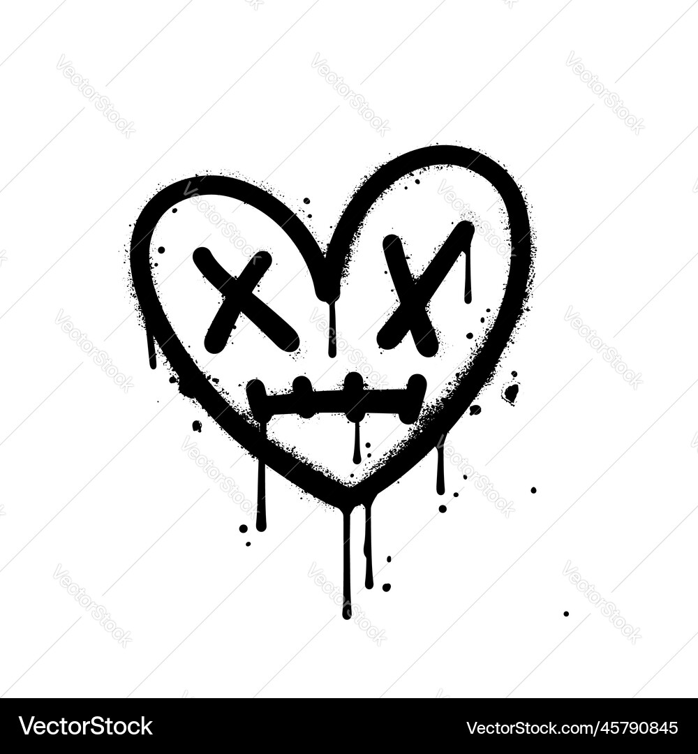 Bleeding heart icon urban graffiti emoticon Vector Image