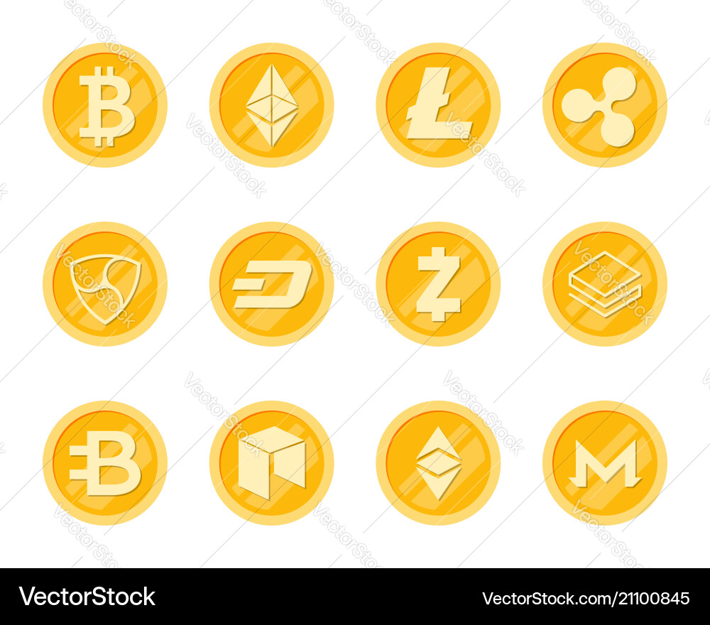 Cryptocurrency Icon Set Royalty Free Vector Image