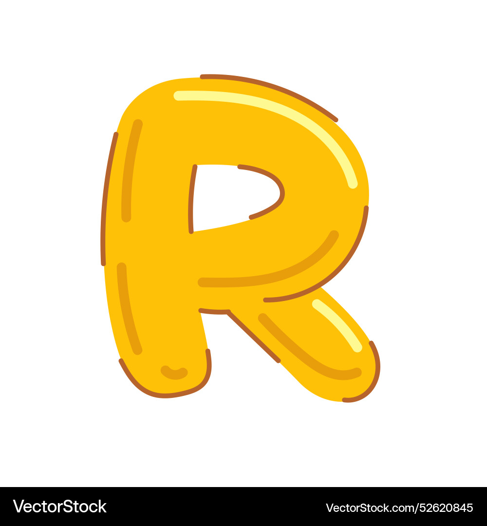 Cute letter r cartoon font Royalty Free Vector Image