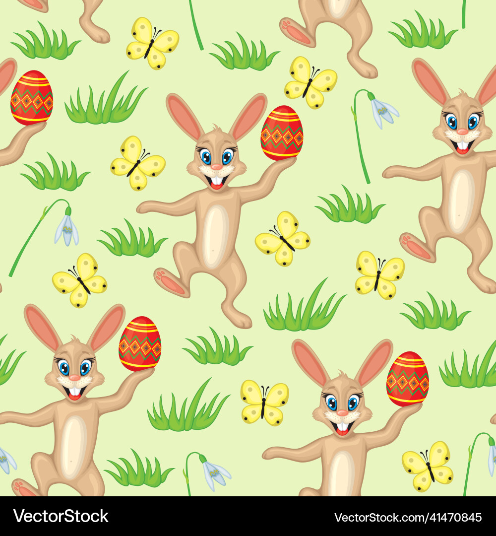 Easter cartoon pattern seamless with eggs Vector Image