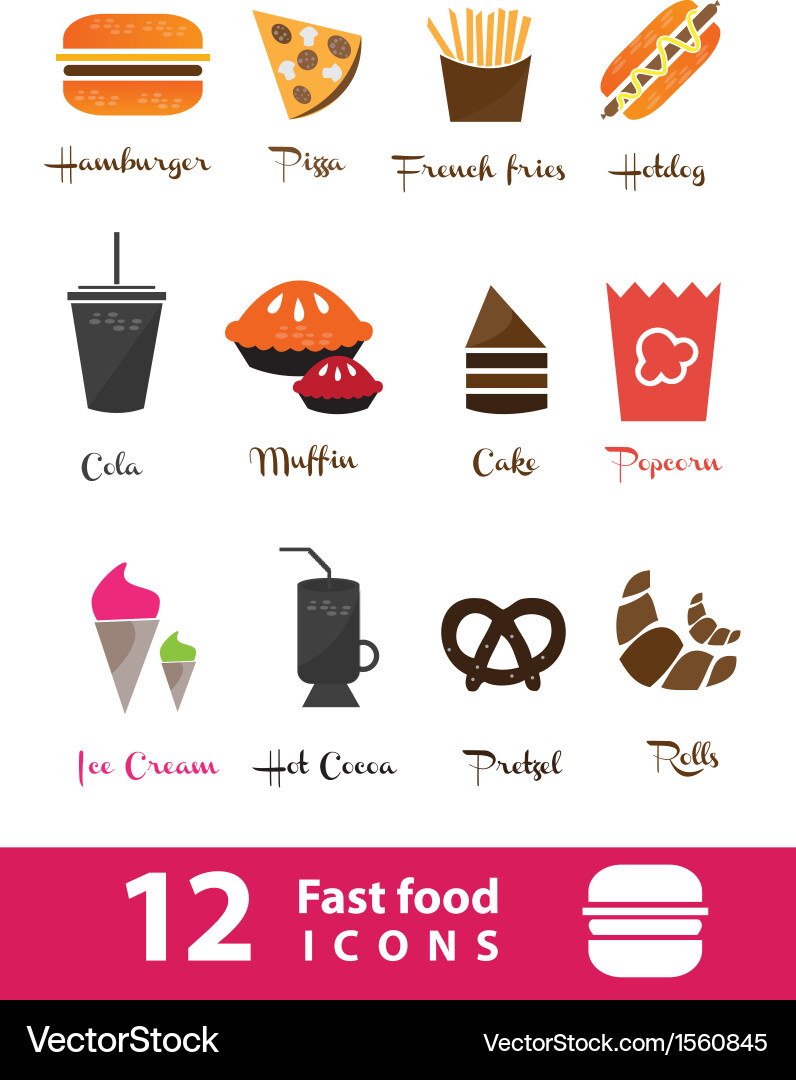 Fast food icons set Royalty Free Vector Image - VectorStock