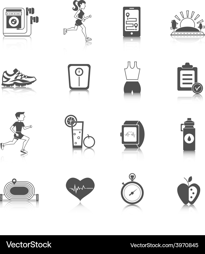 Jogging icons black Royalty Free Vector Image - VectorStock