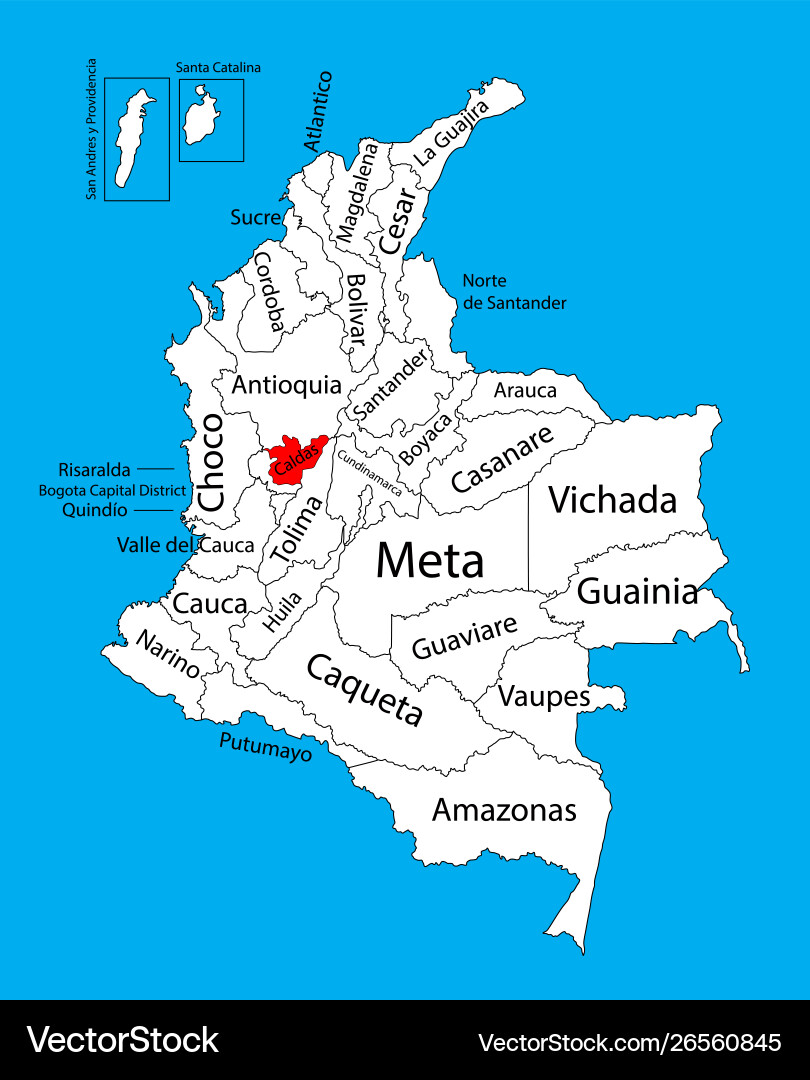 Map region caldas colombia province Royalty Free Vector
